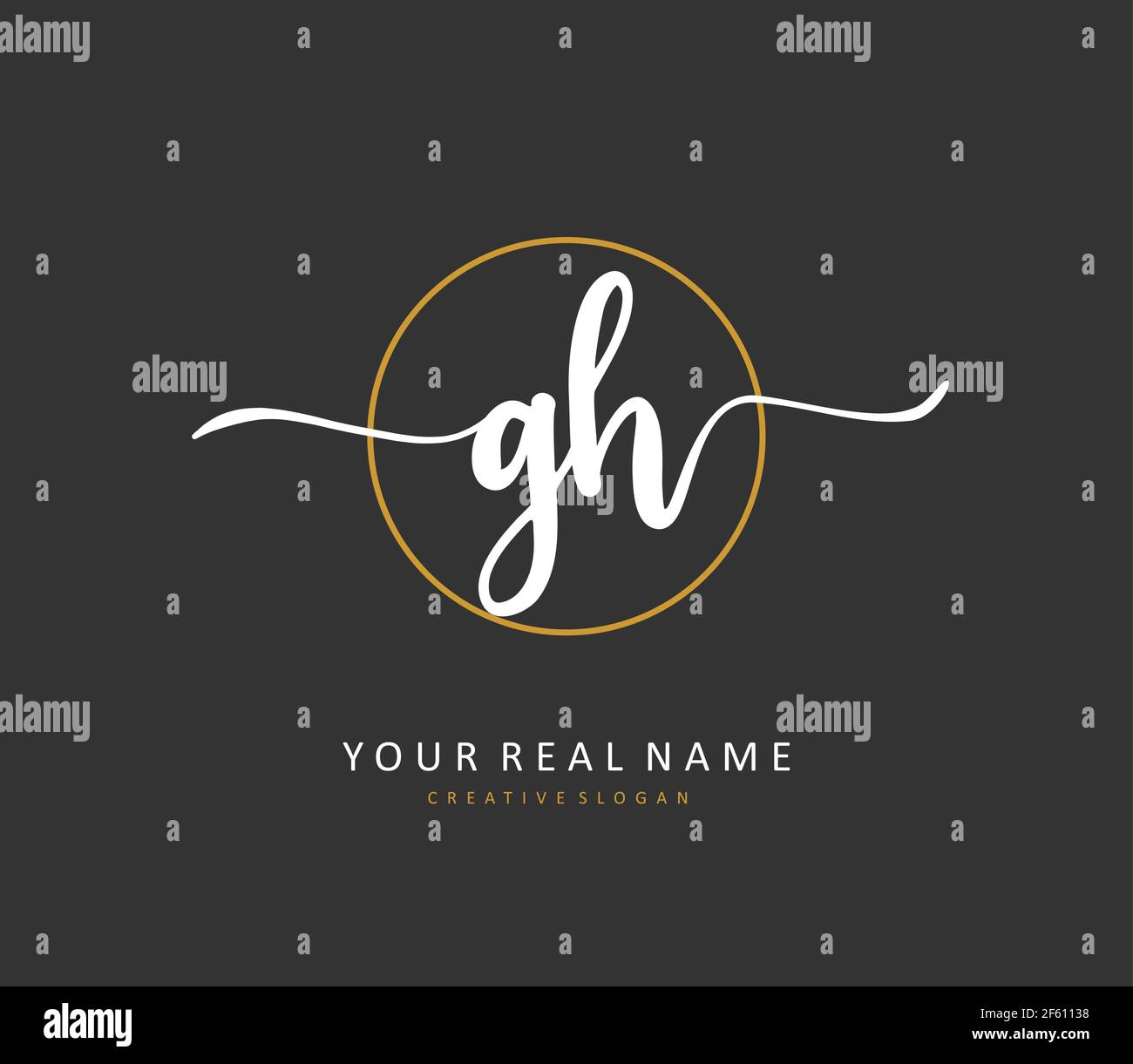 G H GH Initial letter handwriting and signature logo. A concept ...