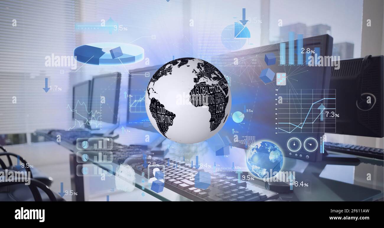 Composition of financial data processing over globe over computer ...