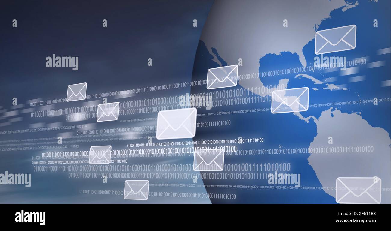 Animation envelope over binary coding hi-res stock photography and ...