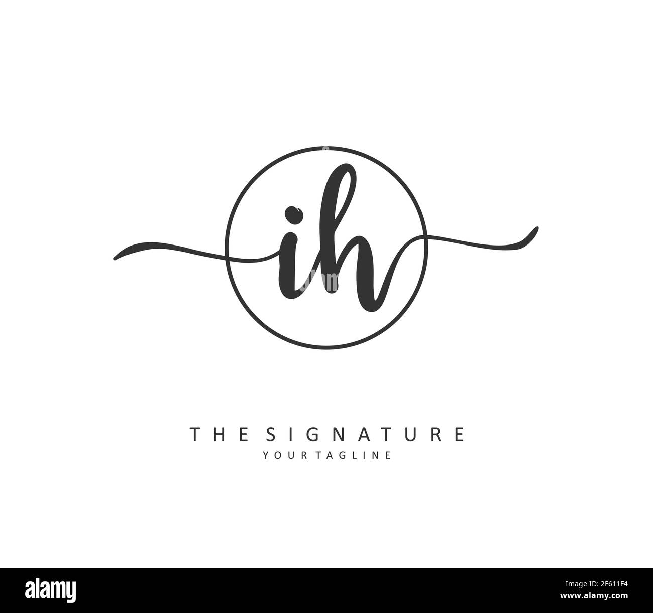 I H IH Initial letter handwriting and signature logo. A concept ...