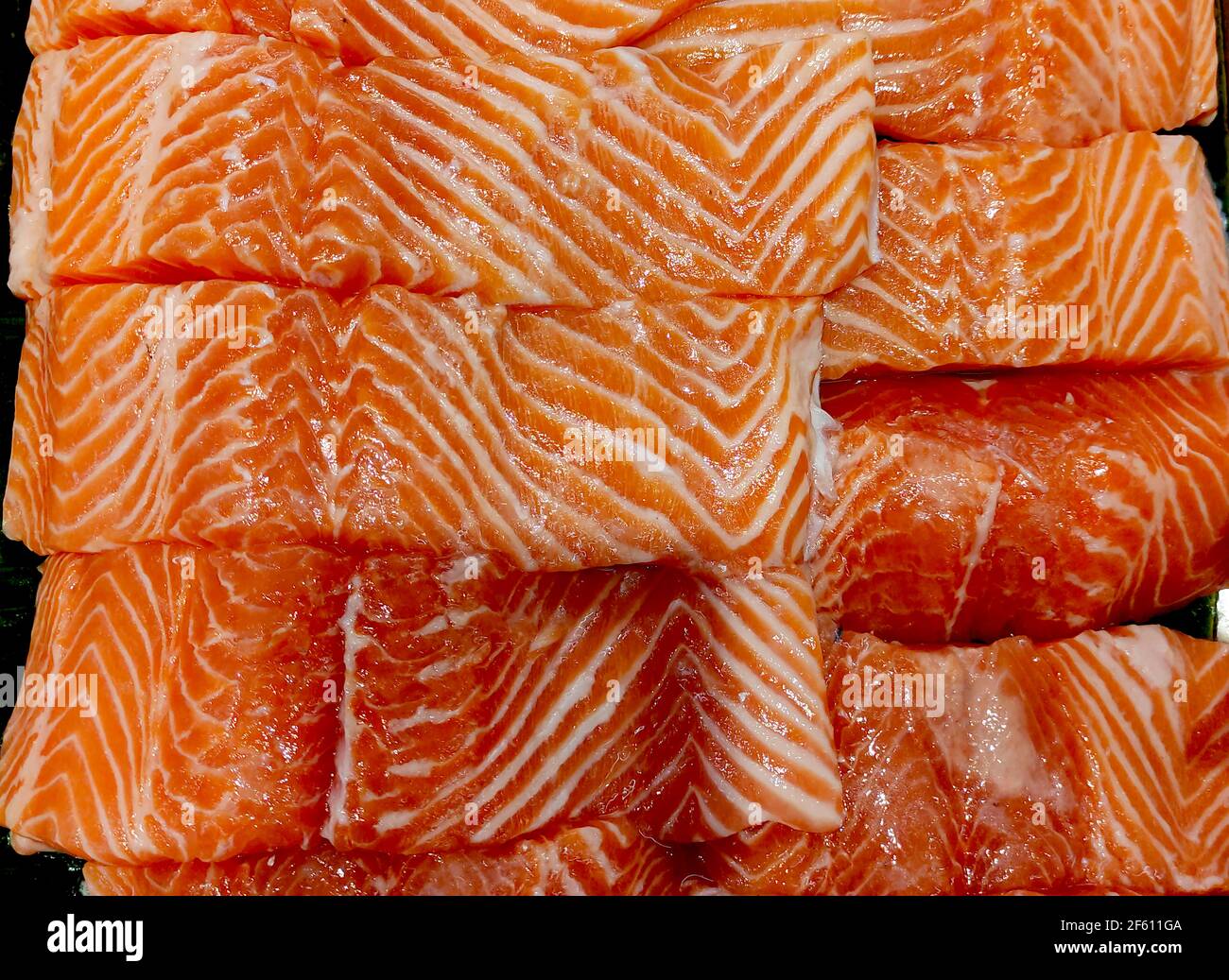 Fresh salmon meat on the market Stock Photo - Alamy