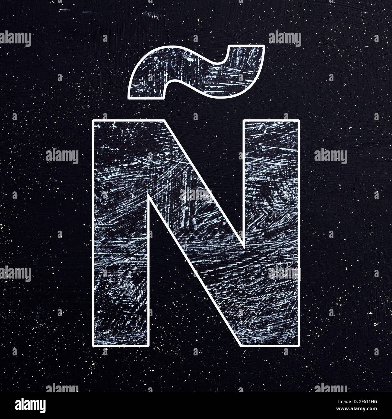 Letter Ñ - alphabet font hand drawn in chalk Stock Photo - Alamy