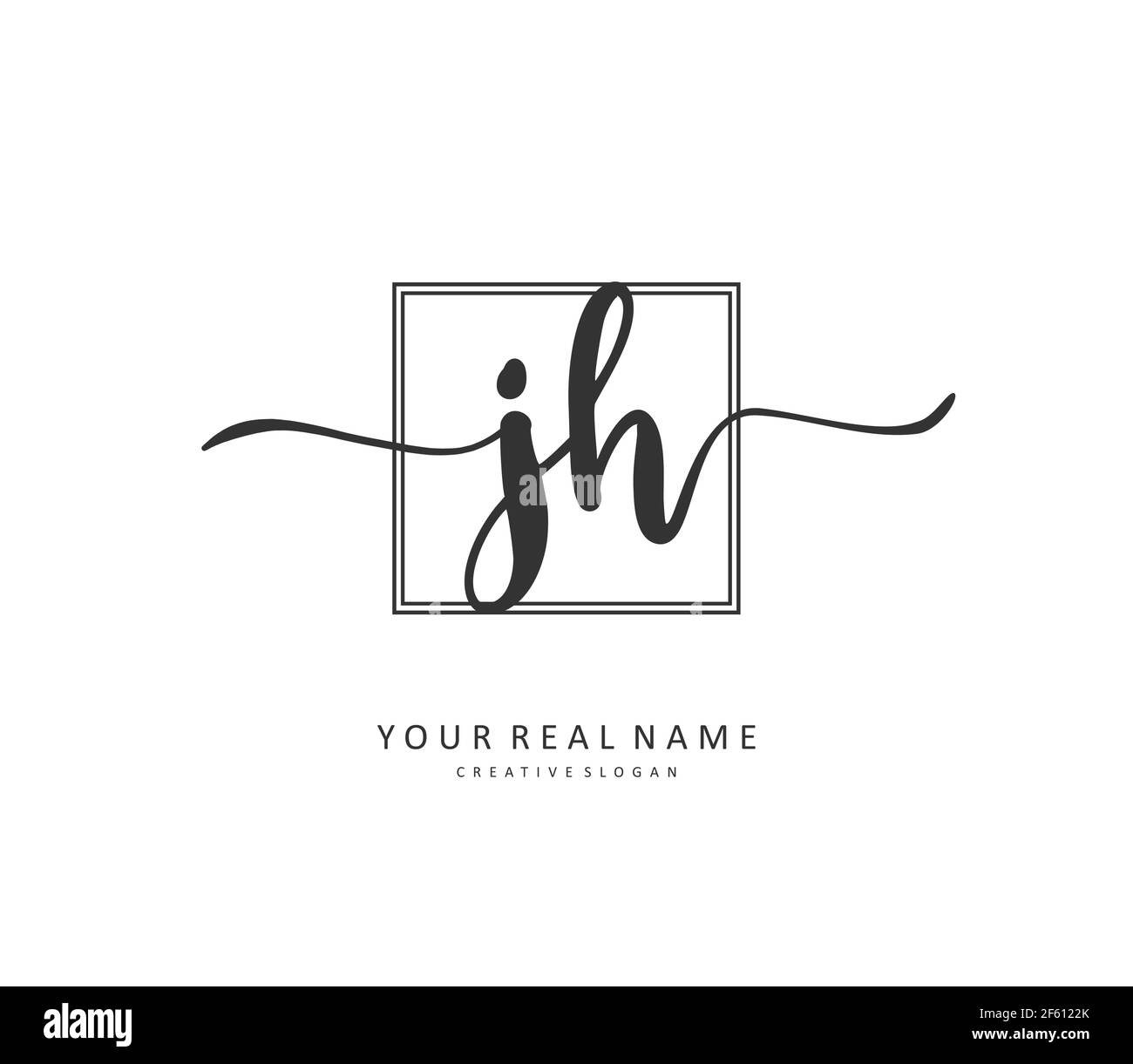 J H JH Initial letter handwriting and signature logo. A concept ...