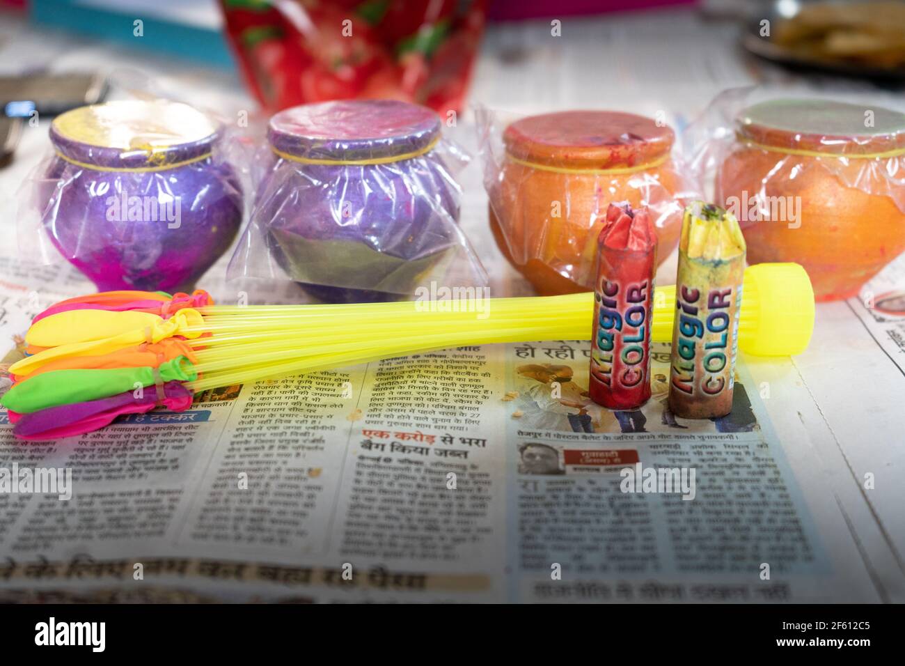 Holi water balloon hi-res stock photography and images - Alamy