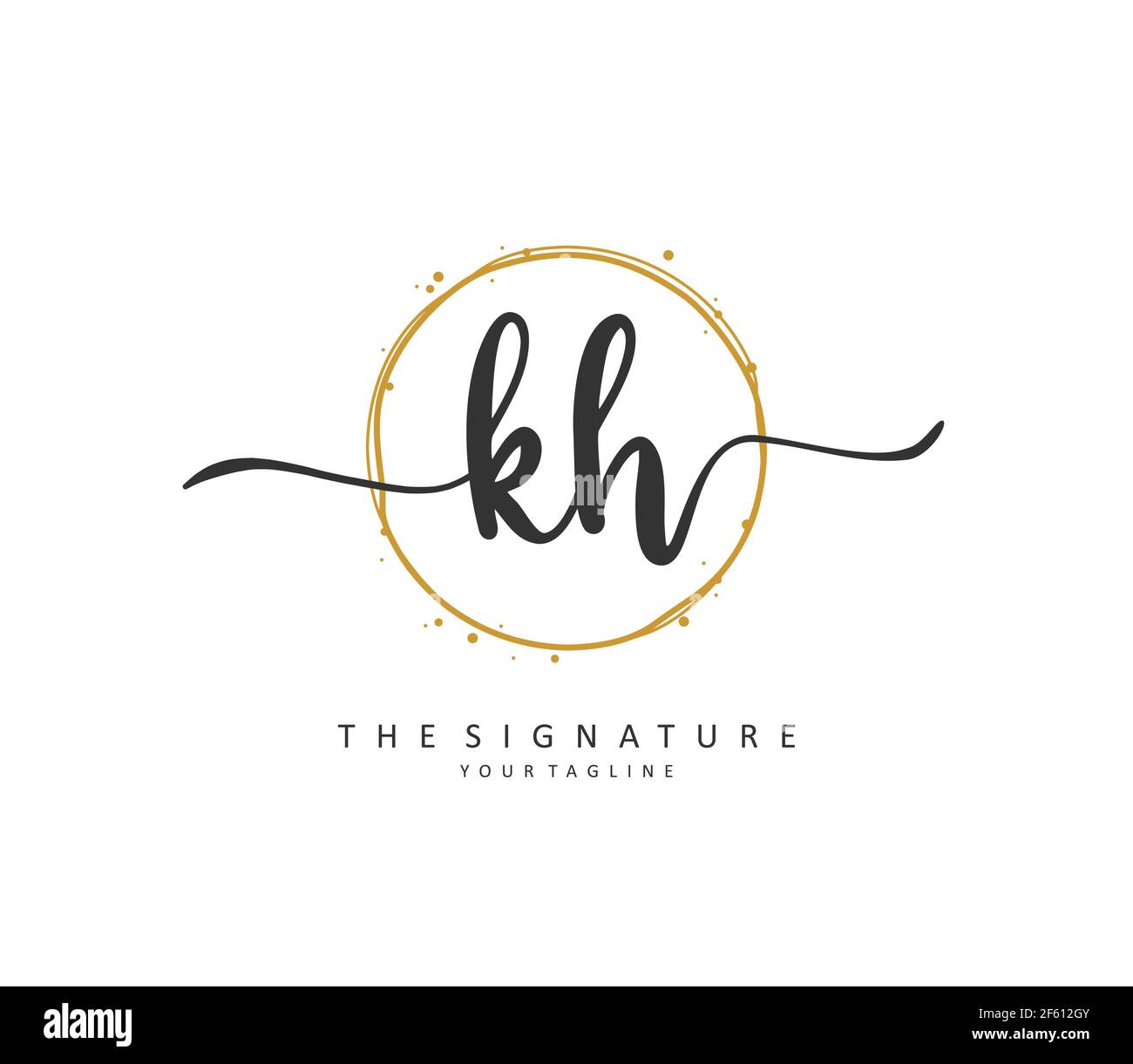 K H KH Initial letter handwriting and signature logo. A concept ...