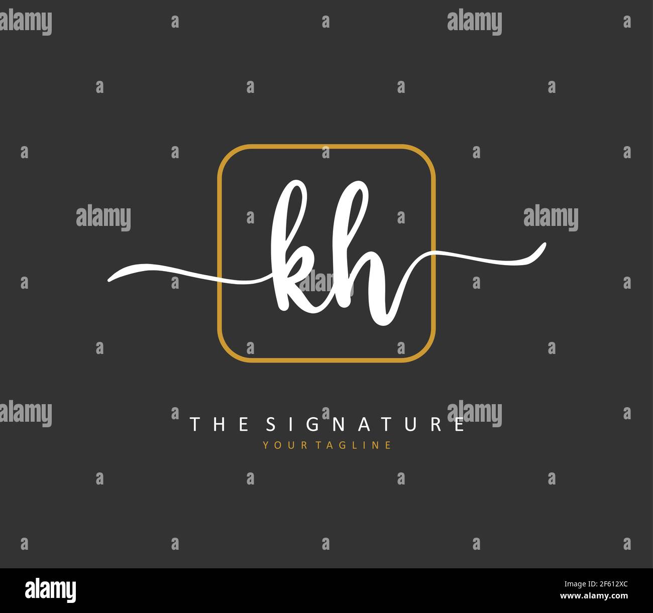 K H KH Initial letter handwriting and signature logo. A concept ...