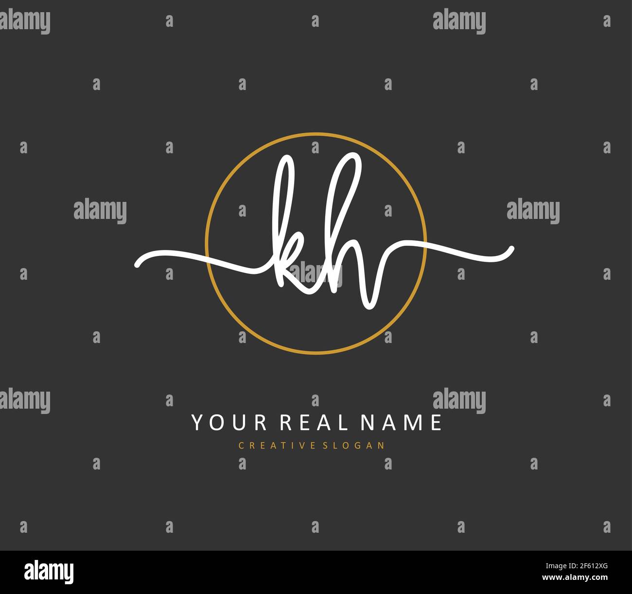 K H KH Initial letter handwriting and signature logo. A concept ...