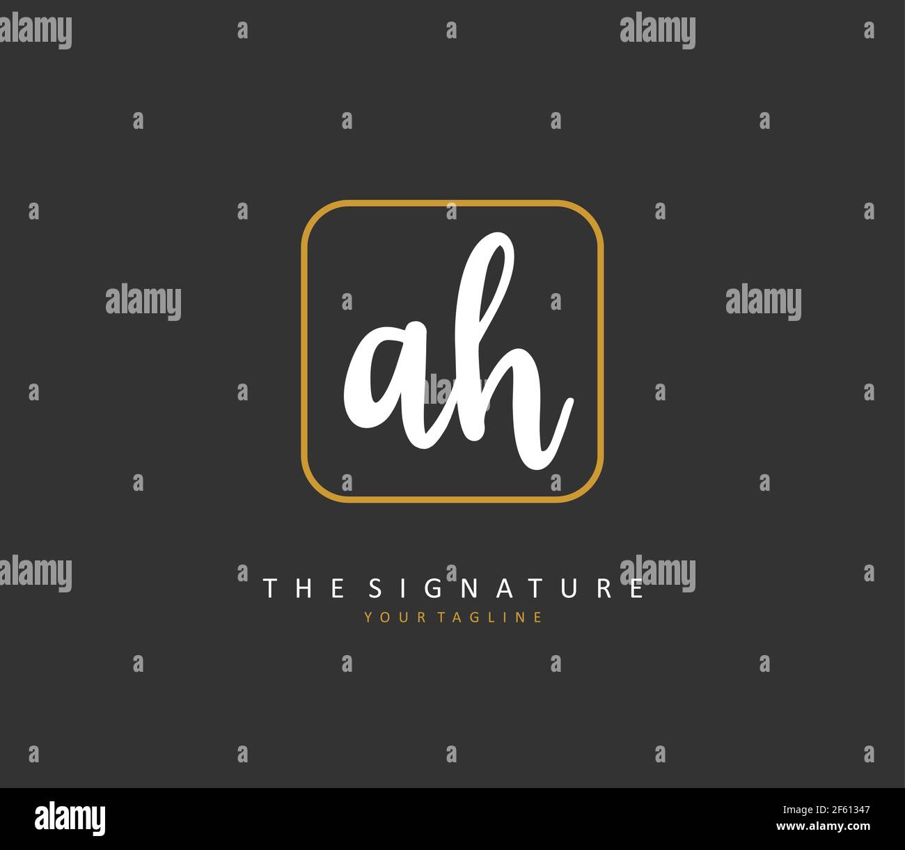 A H AH Initial letter handwriting and signature logo. A concept ...