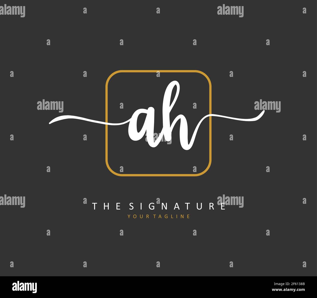 A H AH Initial letter handwriting and signature logo. A concept ...