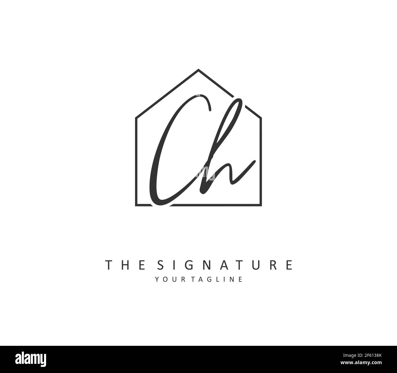 C H CH Initial letter handwriting and signature logo. A concept ...