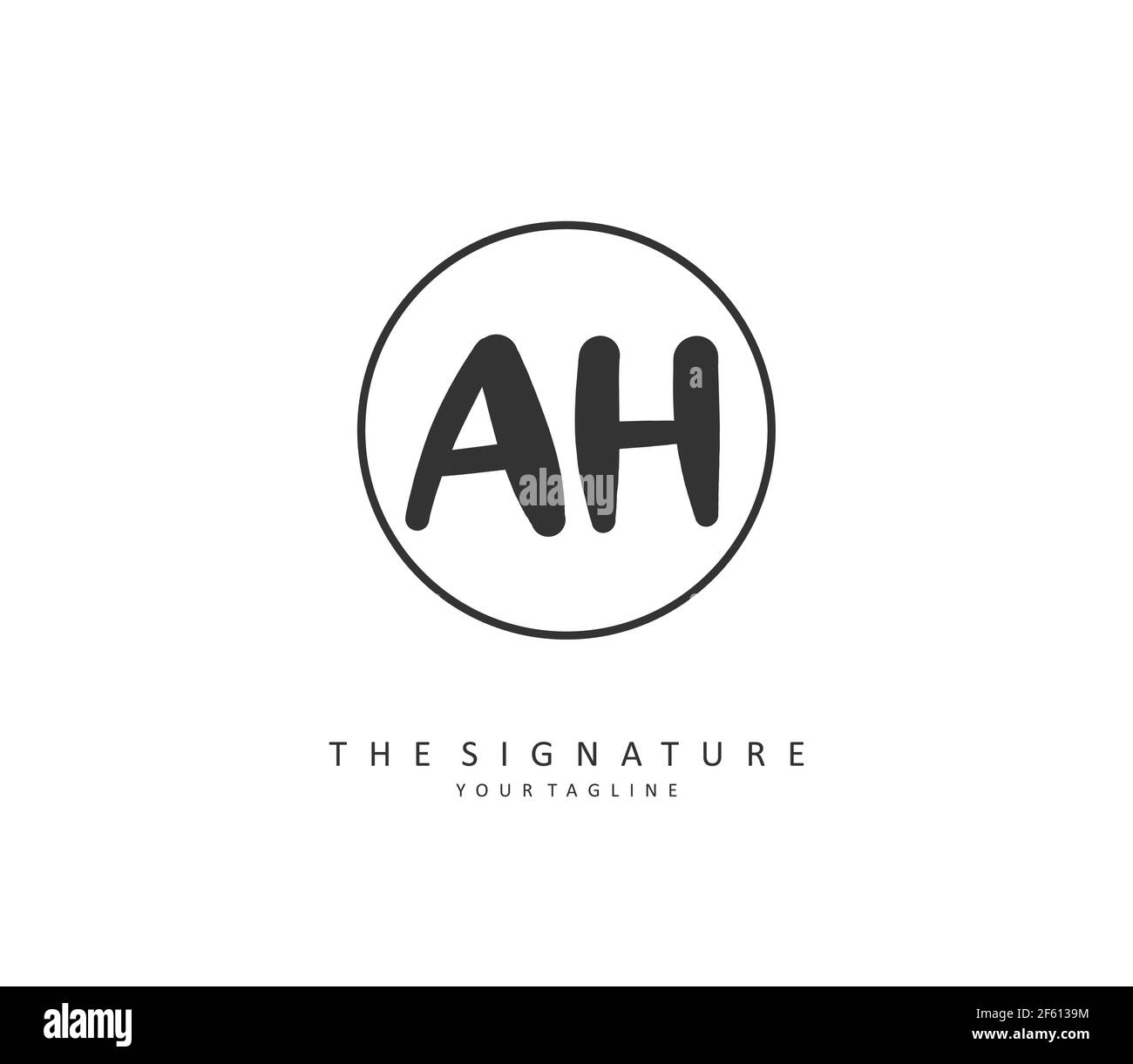 A H AH Initial letter handwriting and signature logo. A concept ...