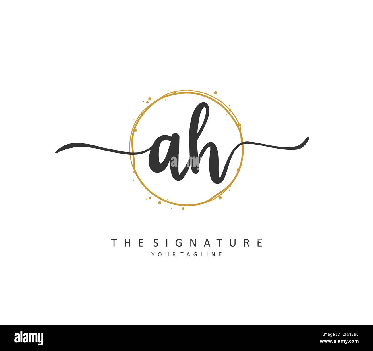 A H AH Initial letter handwriting and signature logo. A concept ...