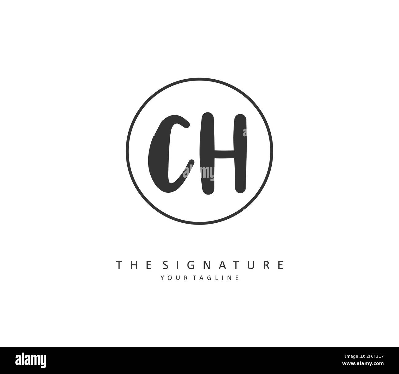 C H CH Initial letter handwriting and signature logo. A concept ...