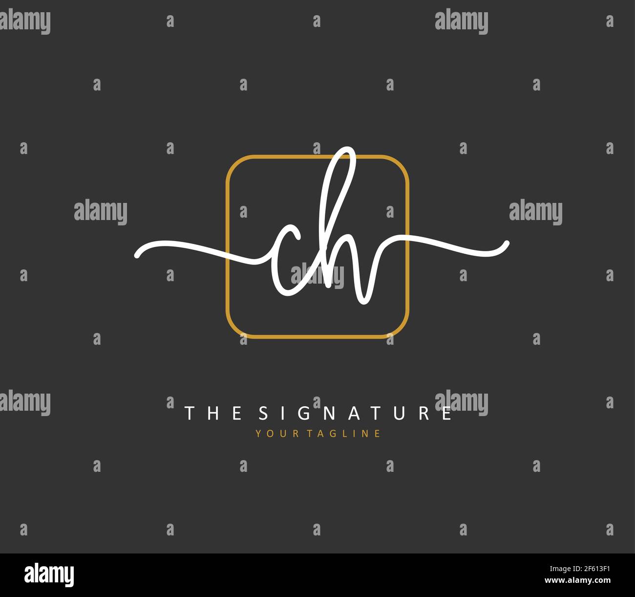 C H CH Initial letter handwriting and signature logo. A concept ...