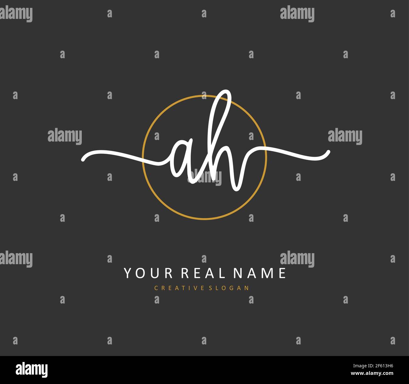 A H AH Initial letter handwriting and signature logo. A concept ...