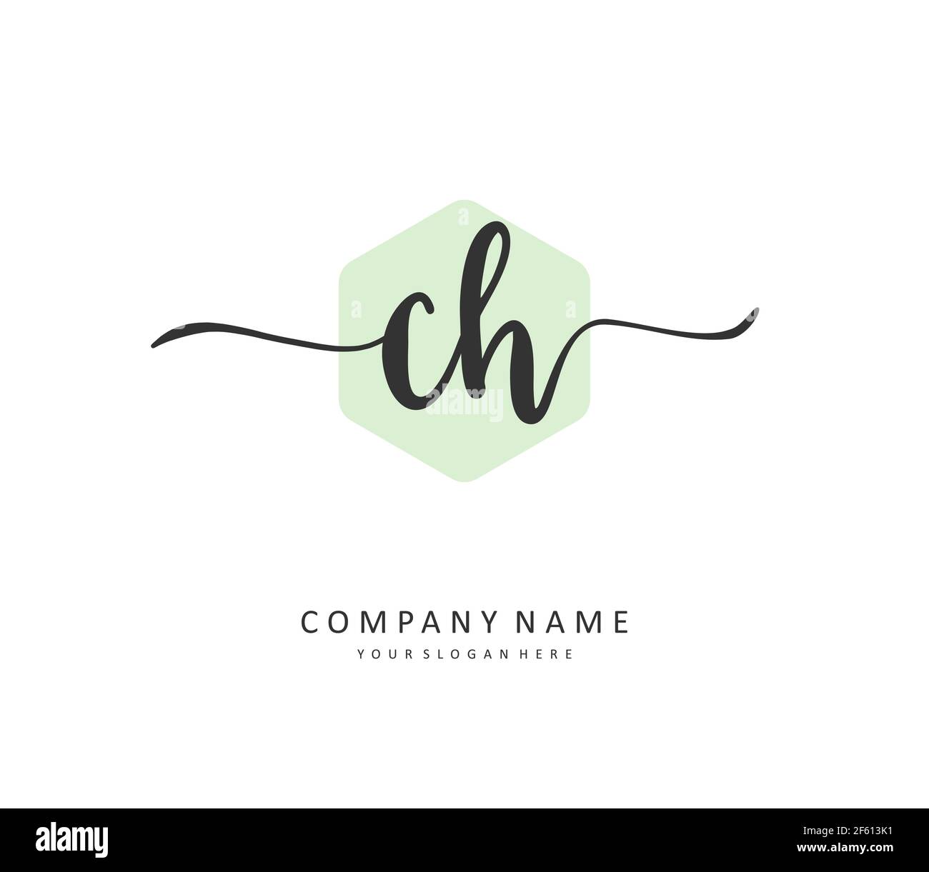 C H CH Initial letter handwriting and signature logo. A concept ...