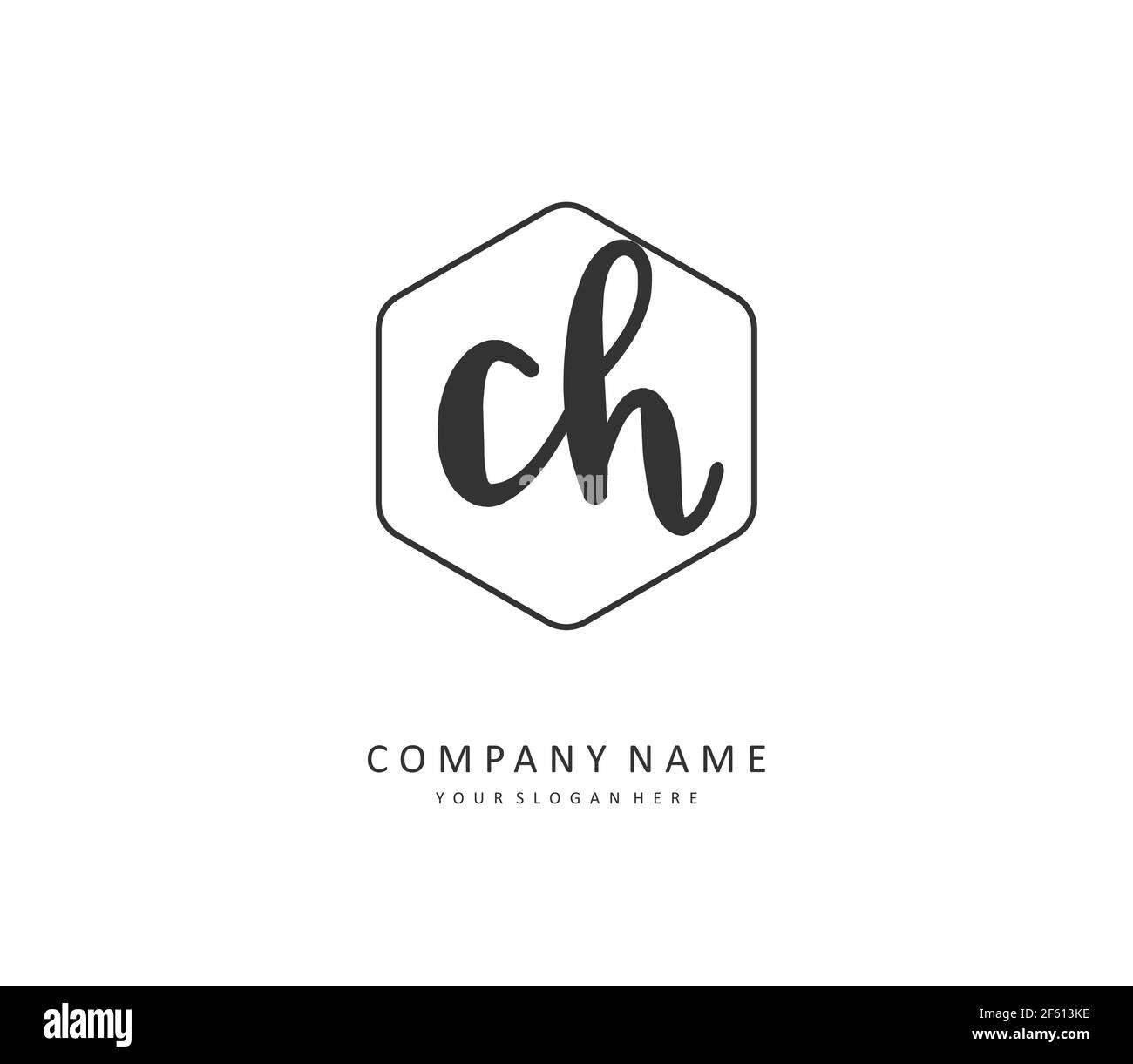 C H CH Initial letter handwriting and signature logo. A concept ...
