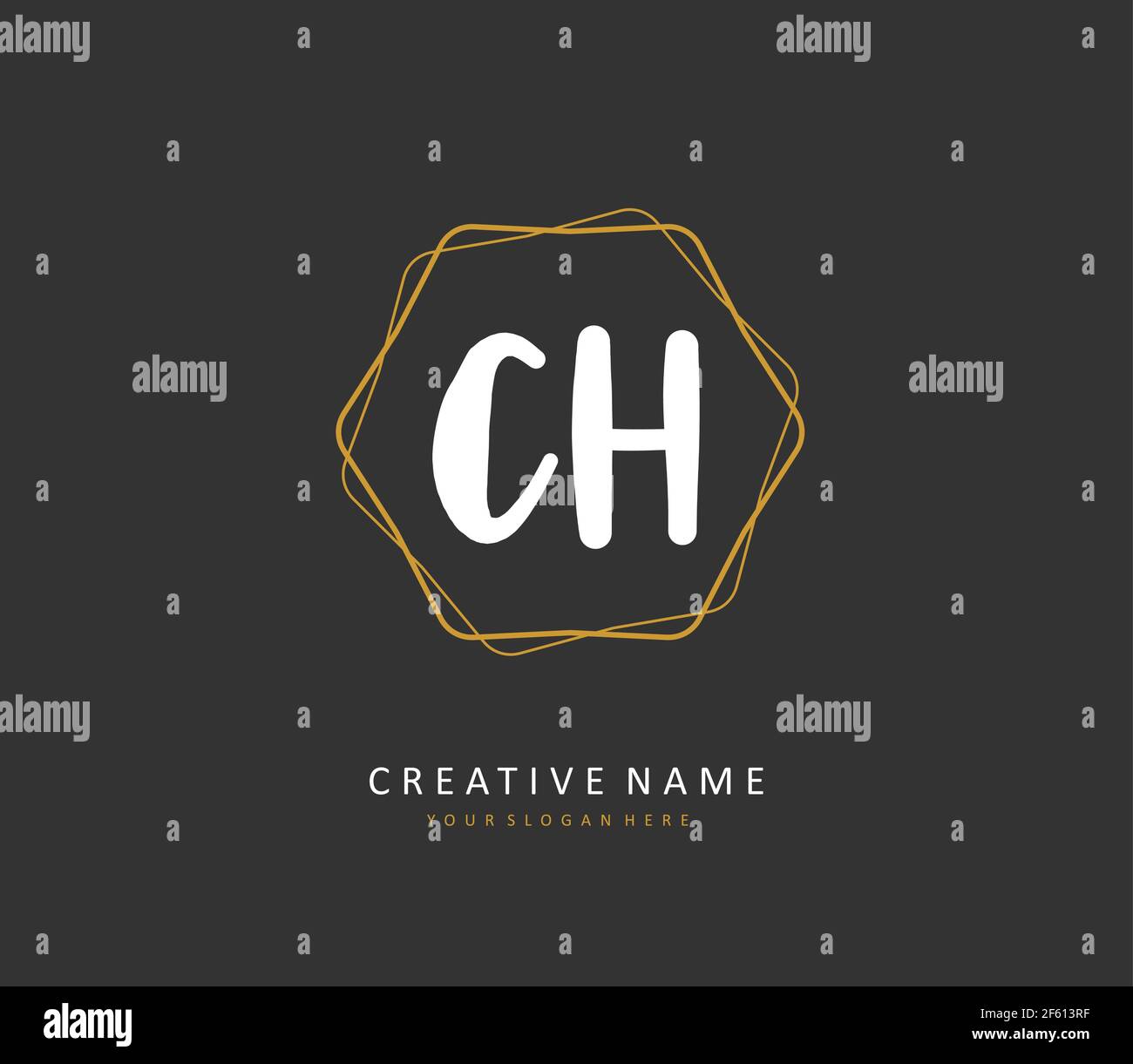C H CH Initial letter handwriting and signature logo. A concept ...