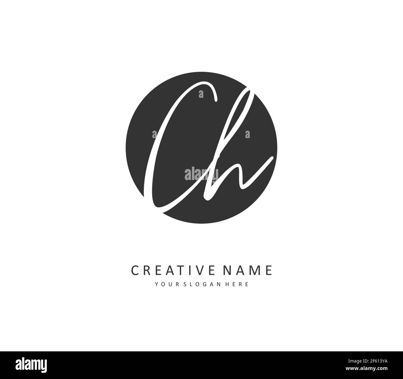 C H CH Initial letter handwriting and signature logo. A concept ...
