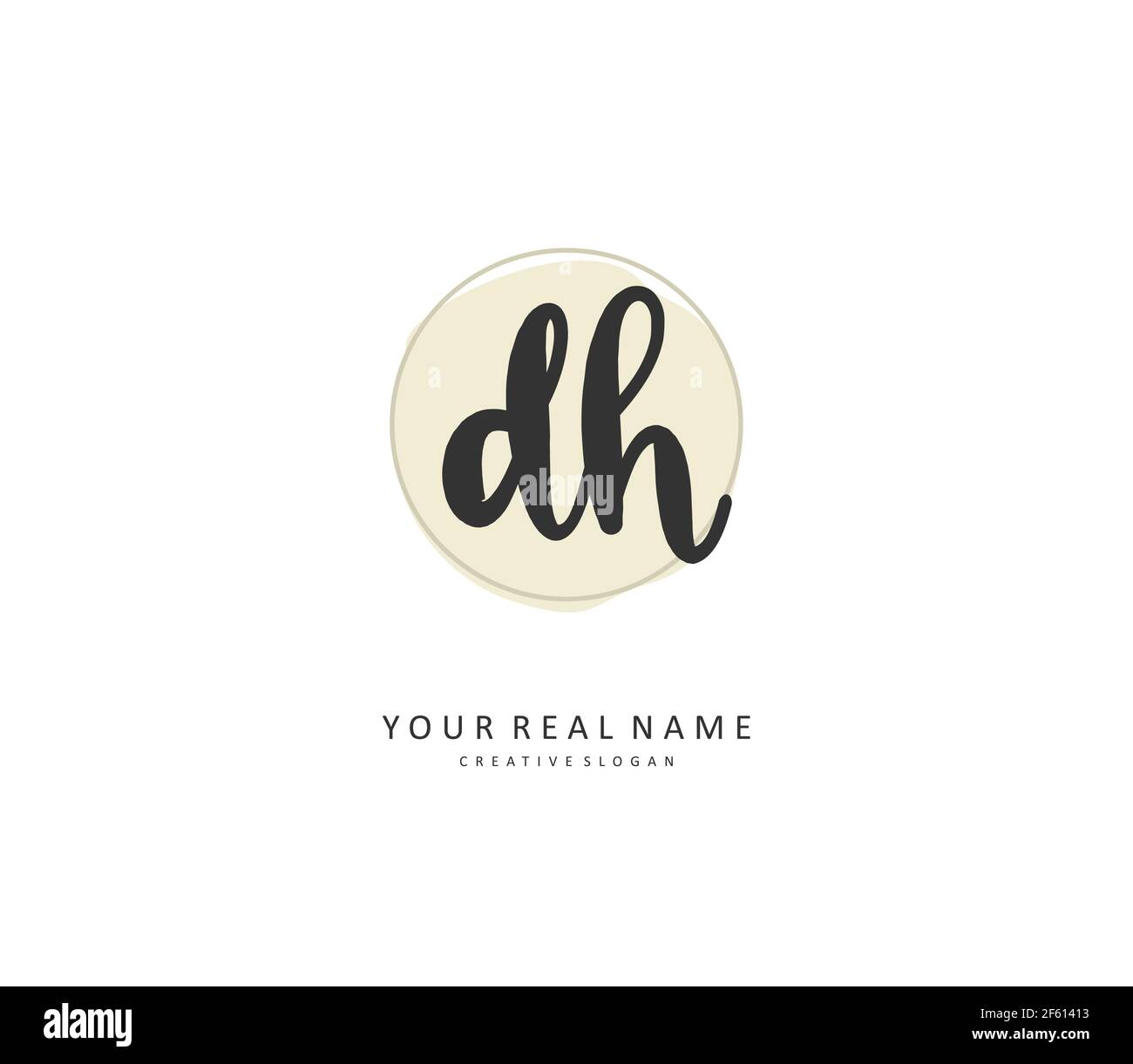 D H DH Initial letter handwriting and signature logo. A concept ...