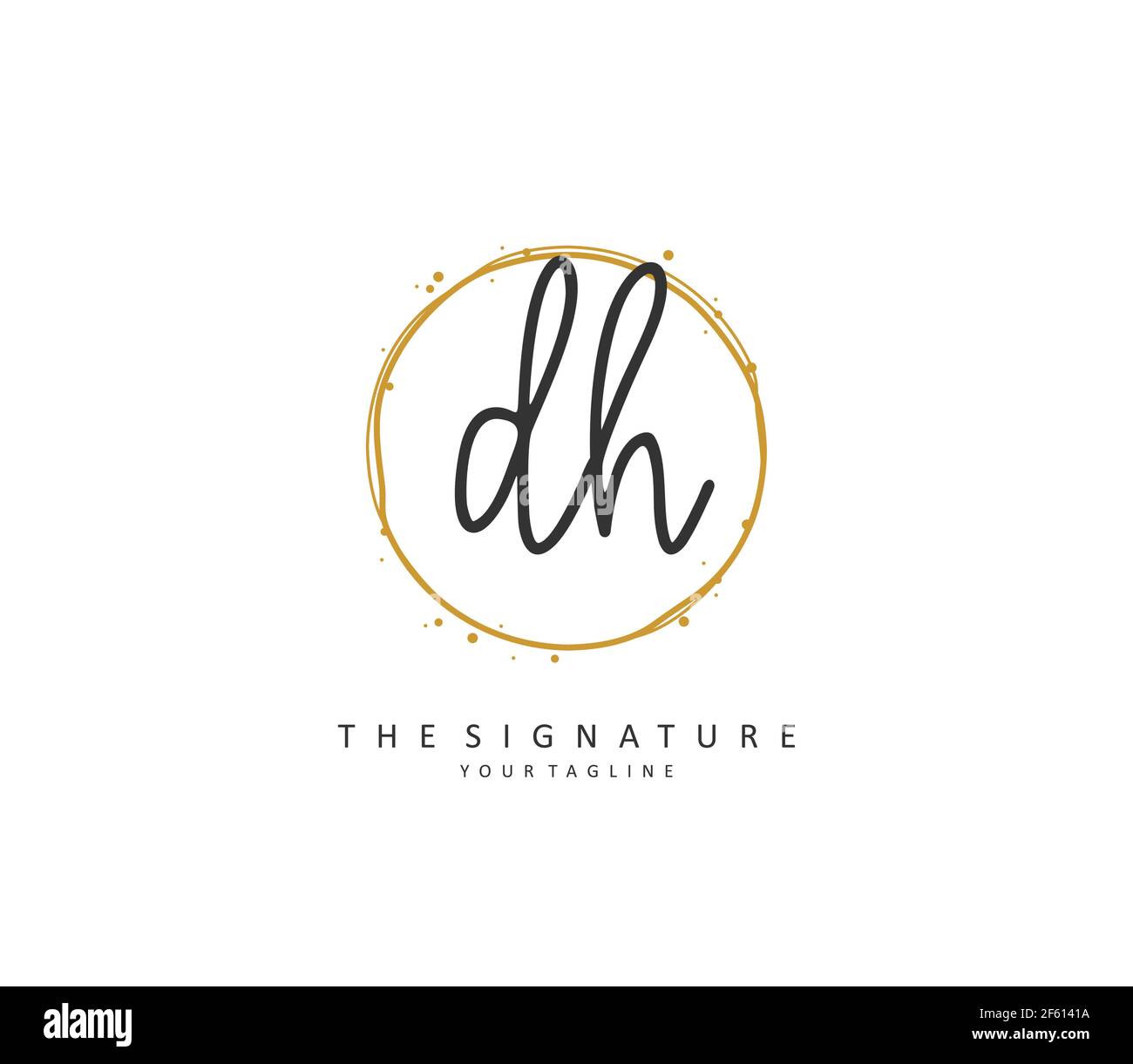 D H DH Initial letter handwriting and signature logo. A concept ...