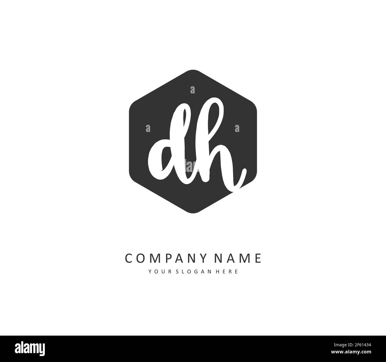 D H DH Initial letter handwriting and signature logo. A concept ...