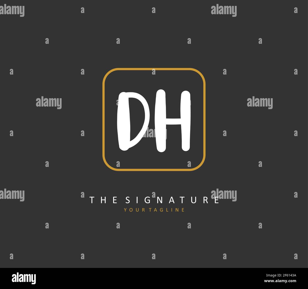 D H DH Initial letter handwriting and signature logo. A concept ...