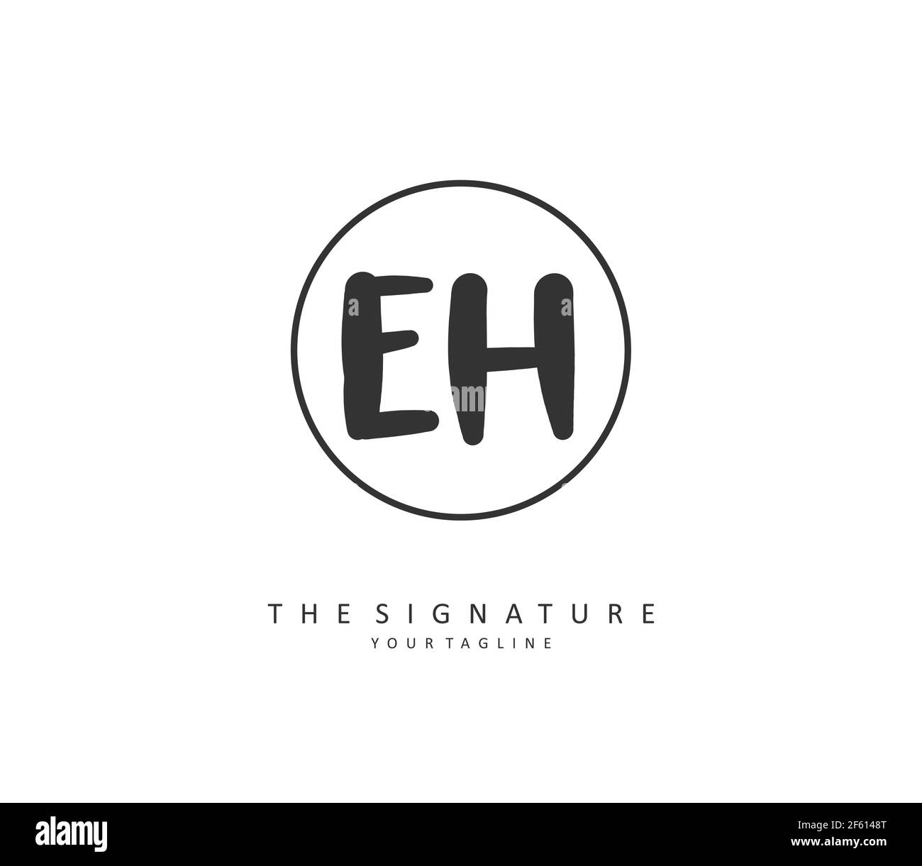 E H EH Initial letter handwriting and signature logo. A concept ...