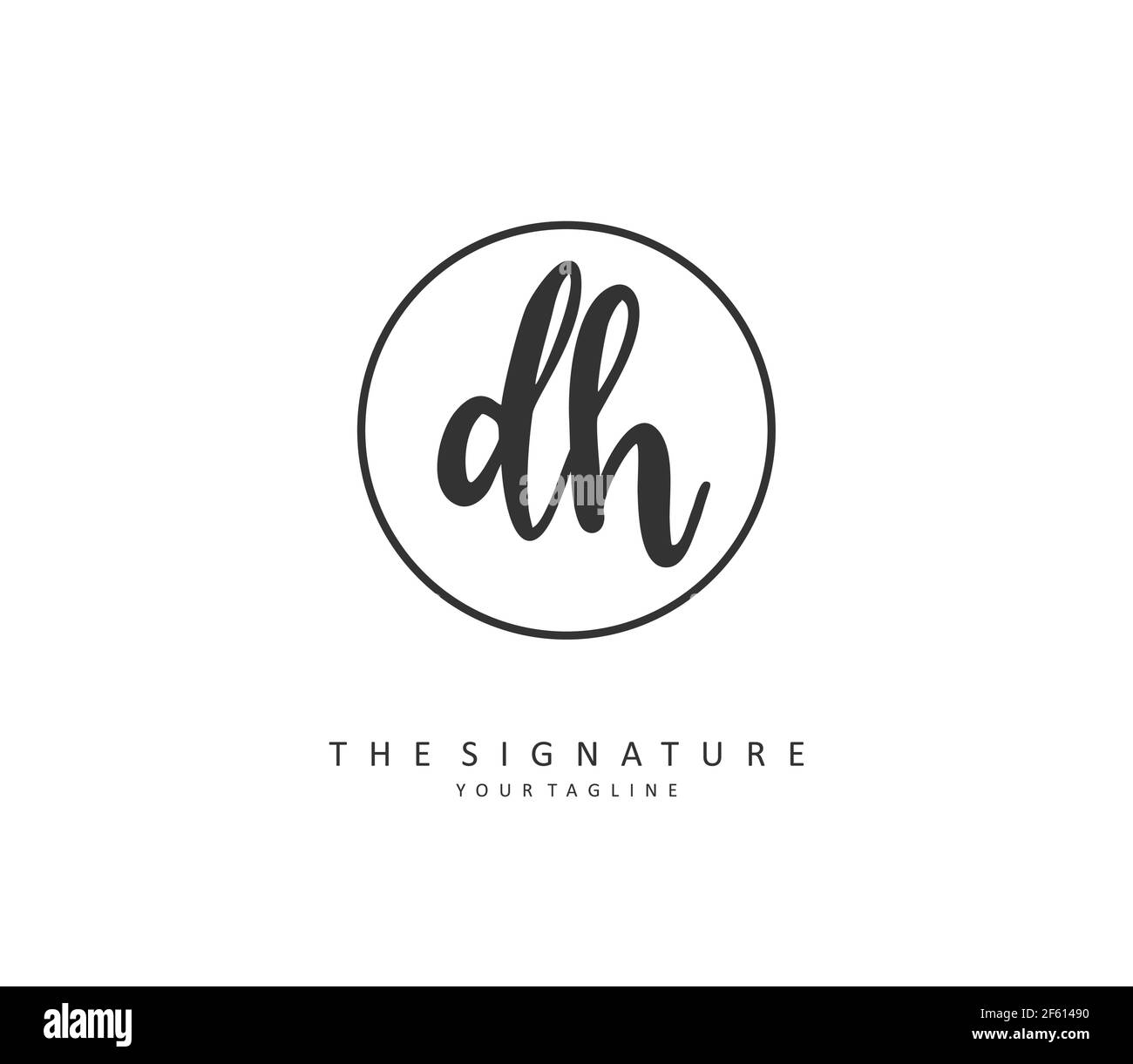 D H DH Initial letter handwriting and signature logo. A concept ...