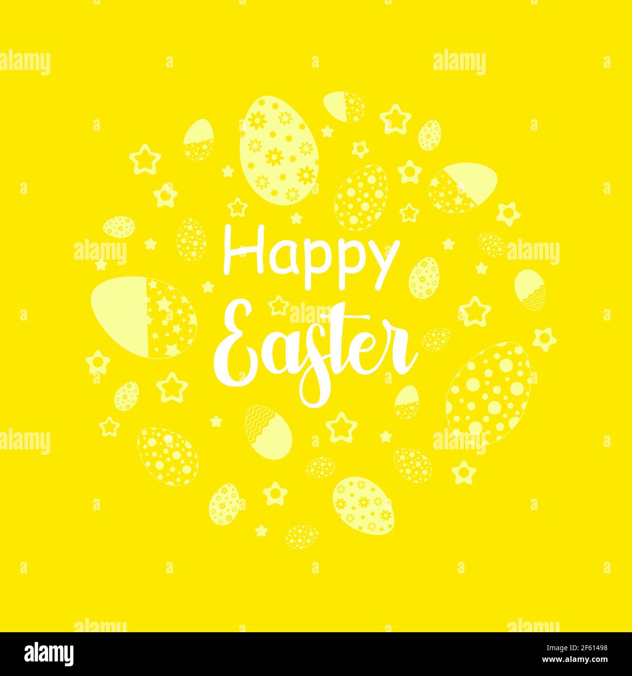 Vector pattern with ornamental easter eggs. Easter yellow holiday ...