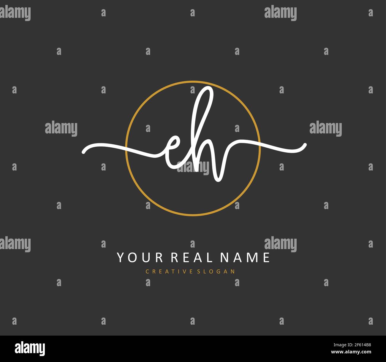 E H EH Initial letter handwriting and signature logo. A concept ...