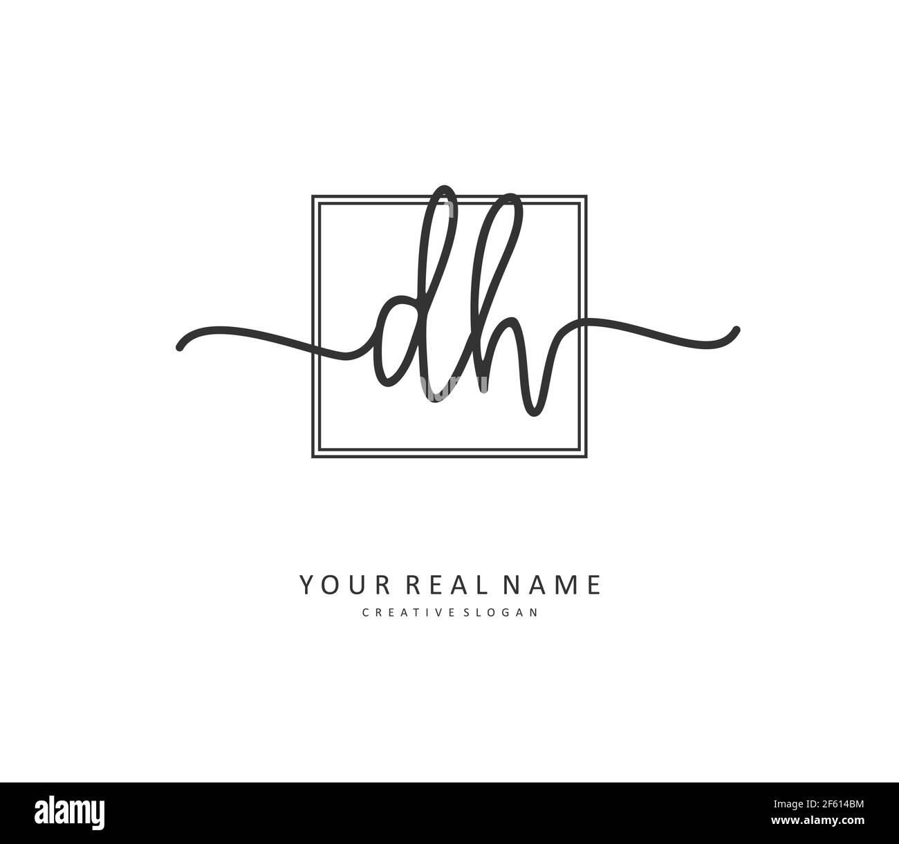 D H DH Initial letter handwriting and signature logo. A concept ...