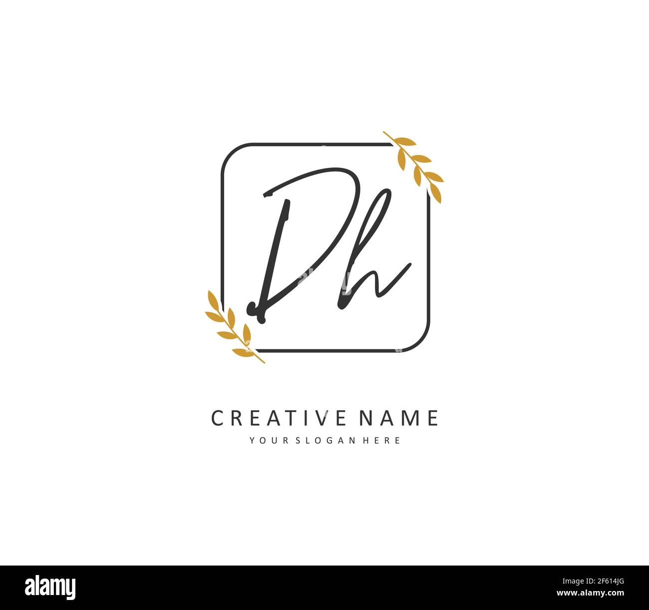D H DH Initial letter handwriting and signature logo. A concept ...