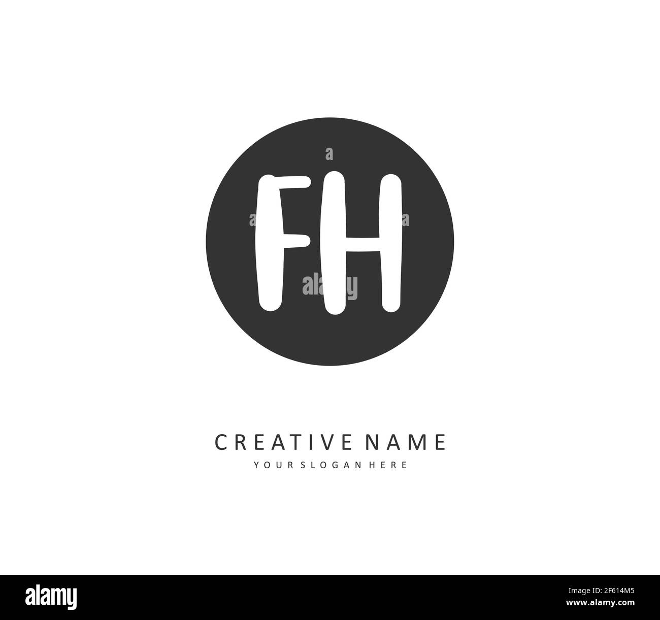 F H FH Initial letter handwriting and signature logo. A concept ...
