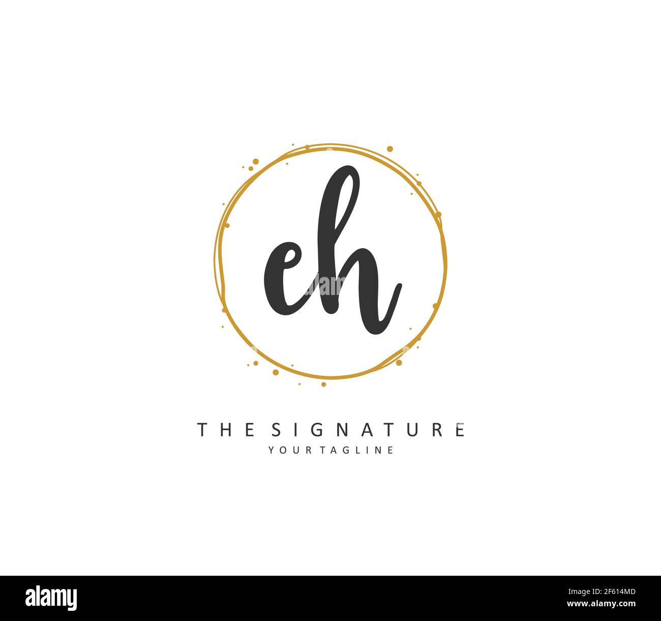 E H EH Initial letter handwriting and signature logo. A concept ...