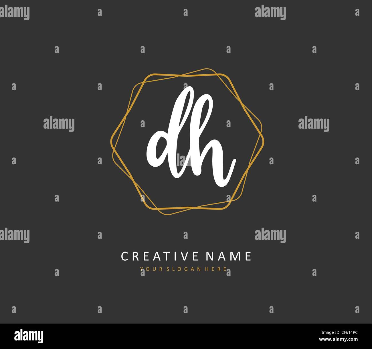 D H DH Initial letter handwriting and signature logo. A concept ...