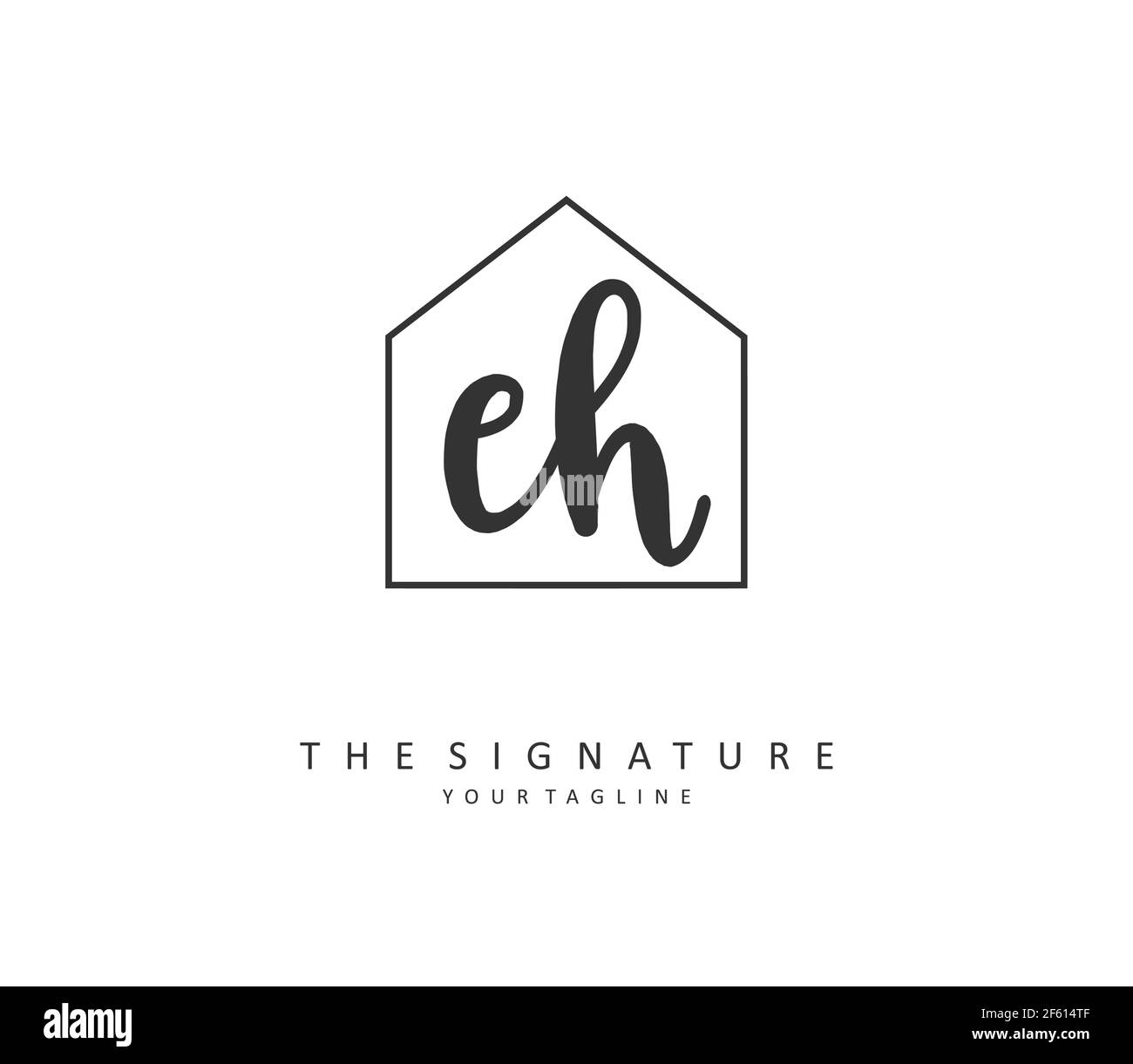 E H EH Initial letter handwriting and signature logo. A concept ...