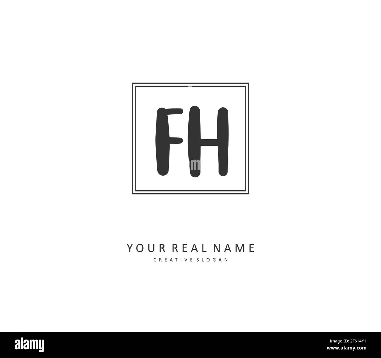 F H FH Initial letter handwriting and signature logo. A concept ...