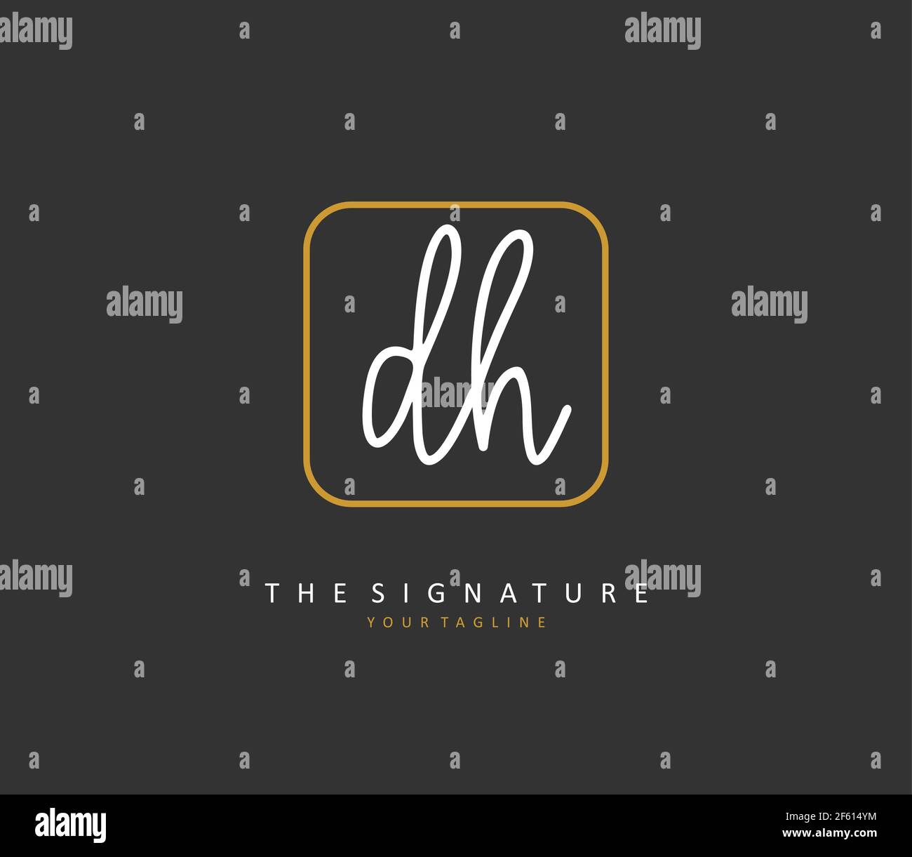 D H DH Initial letter handwriting and signature logo. A concept ...