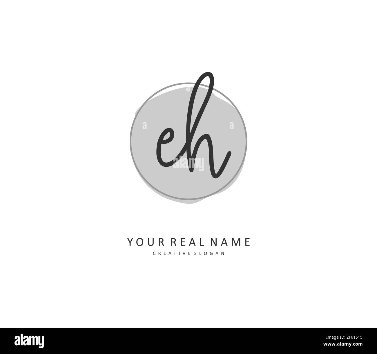 E H EH Initial letter handwriting and signature logo. A concept ...