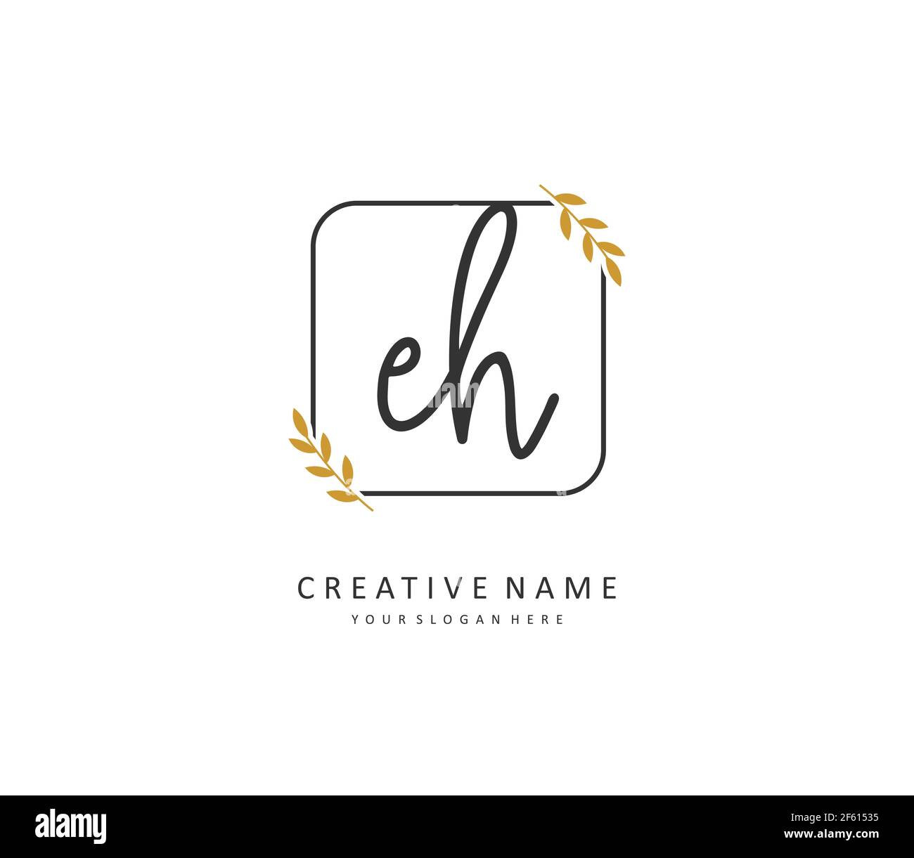 E H EH Initial letter handwriting and signature logo. A concept ...