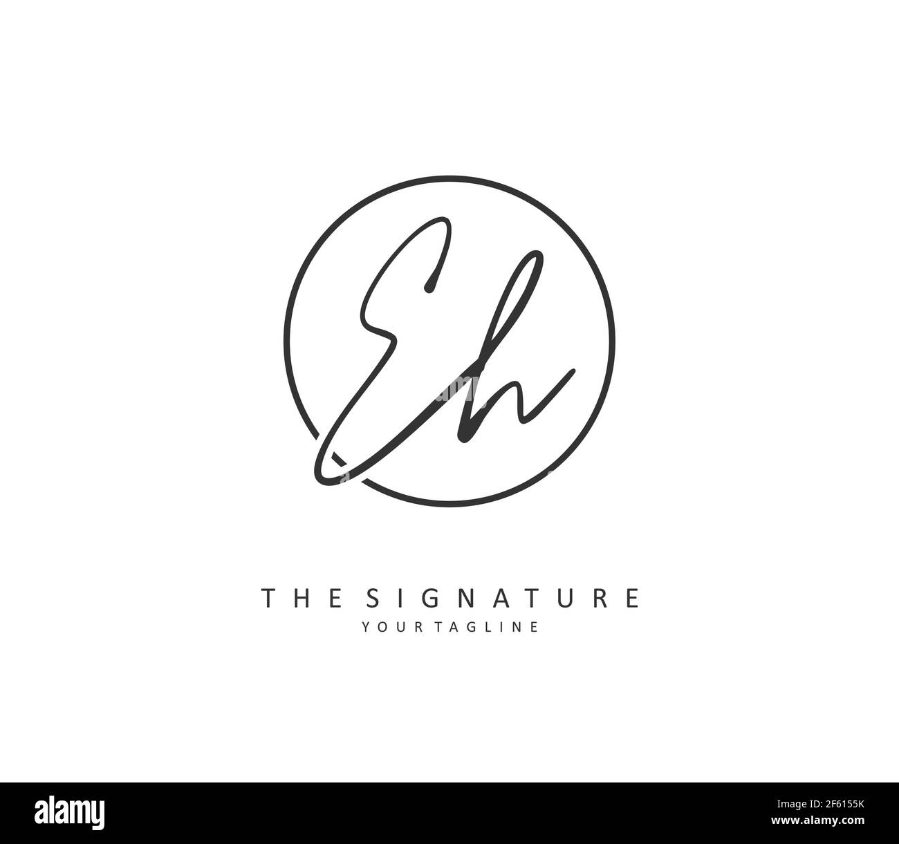 E H EH Initial letter handwriting and signature logo. A concept ...