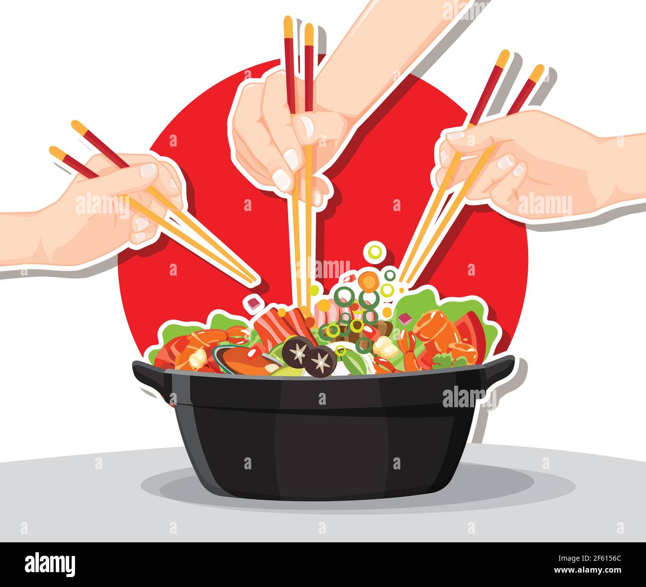 Shabu Shabu and Sukiyaki in hot pot at restaurant, Hand holding ...