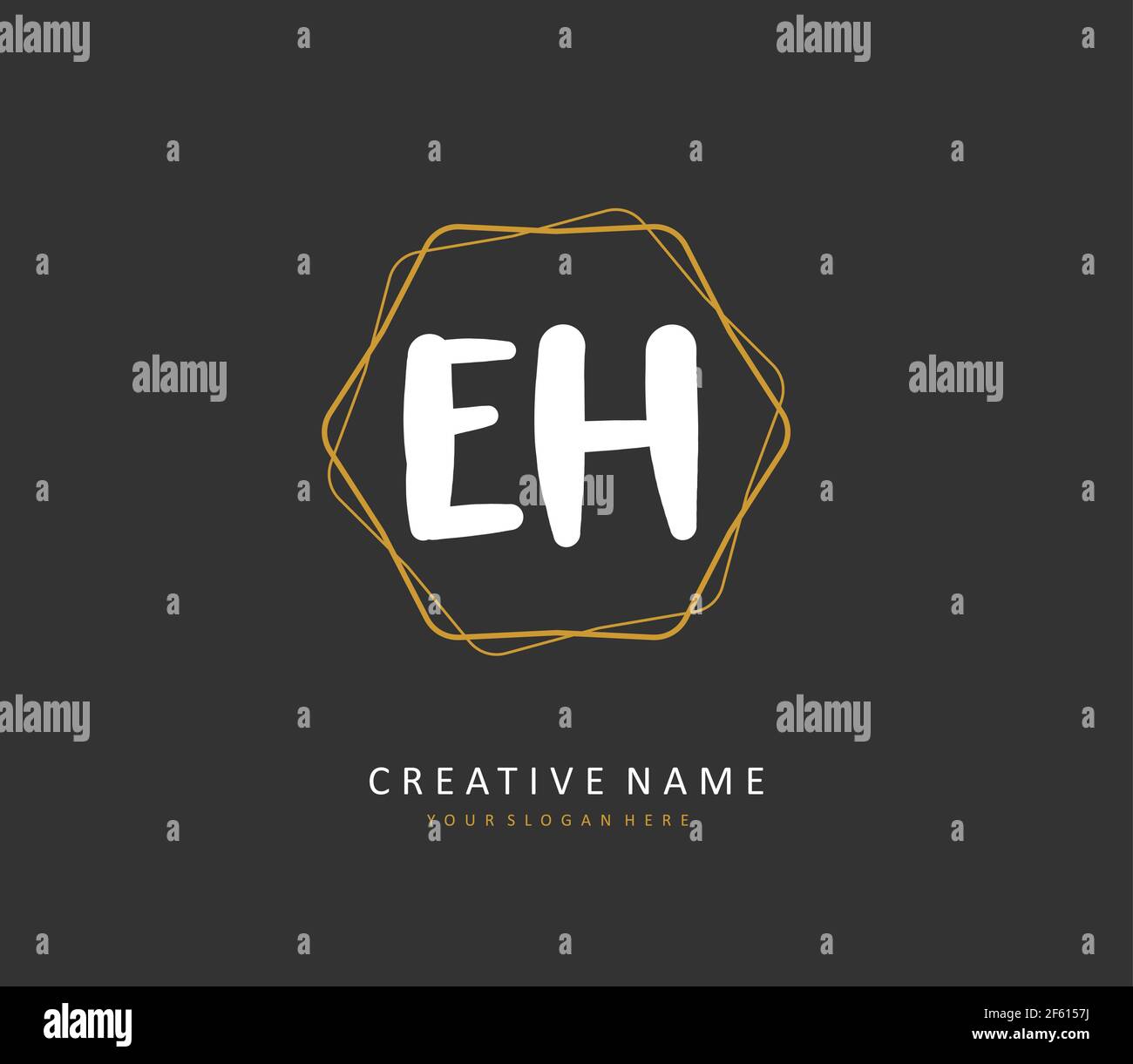E H EH Initial letter handwriting and signature logo. A concept ...