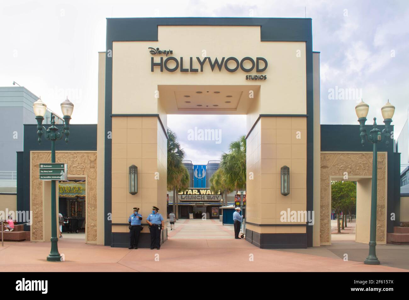 Orlando, Florida. August 12, 2020. Hollywood Studios arch at Walt ...