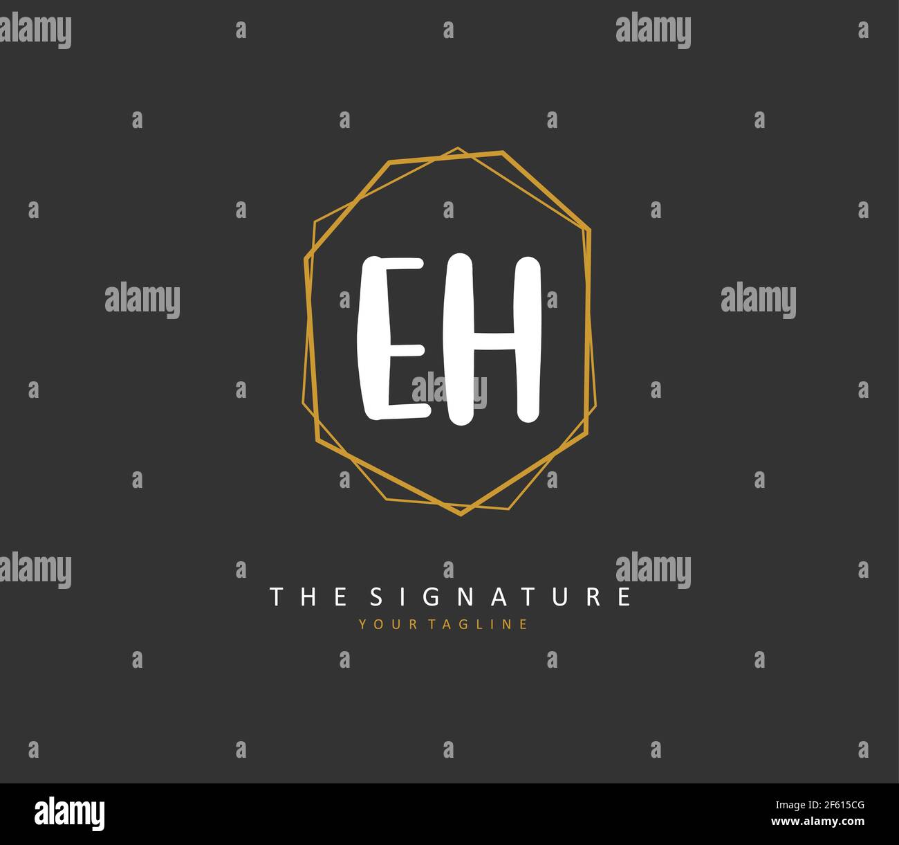 E H EH Initial letter handwriting and signature logo. A concept ...