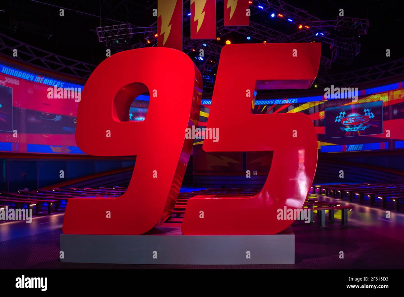 Orlando, Florida. August 12, 2020. Giant 95 number of Lightning McQueen ...