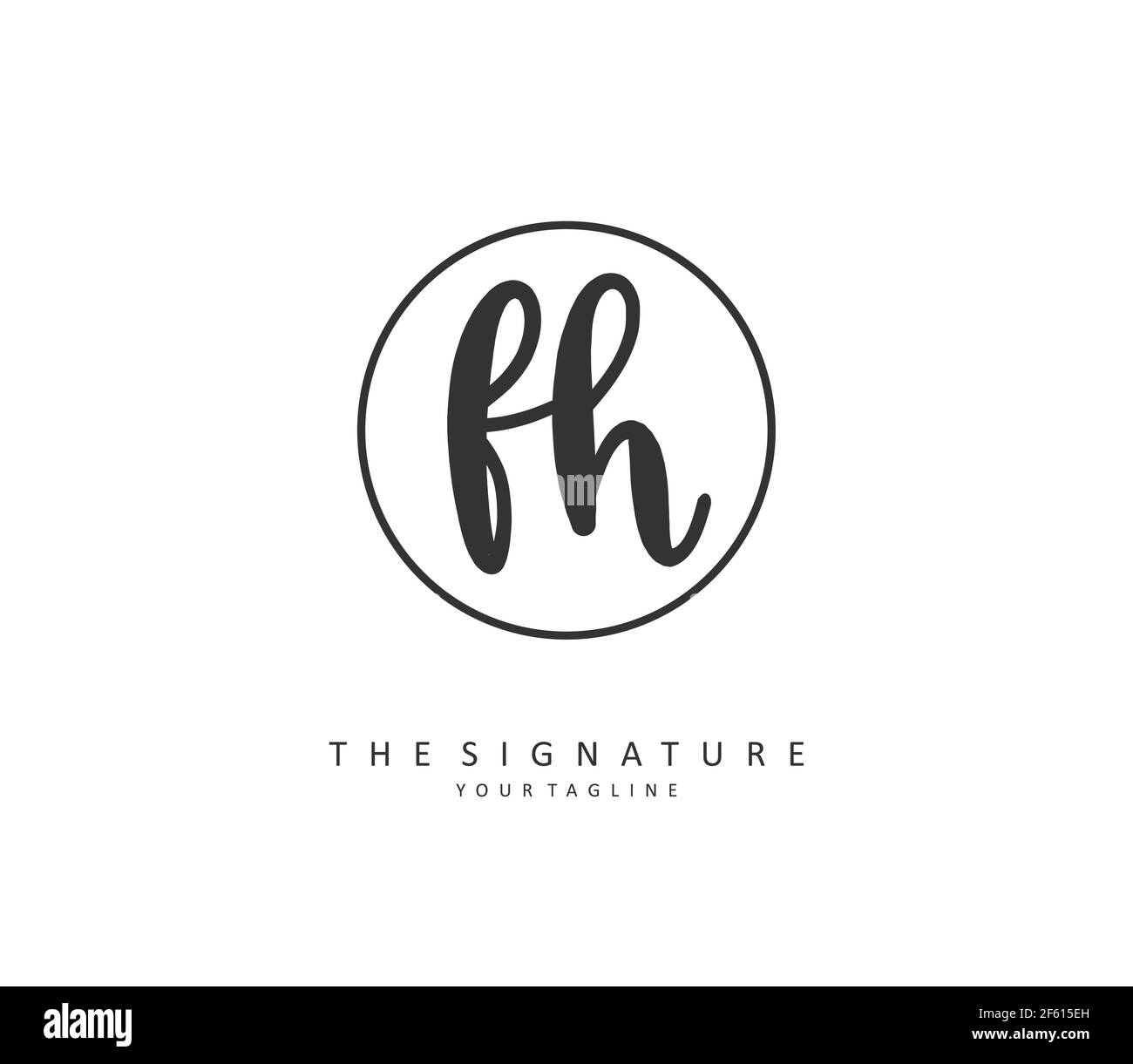 F H FH Initial letter handwriting and signature logo. A concept ...