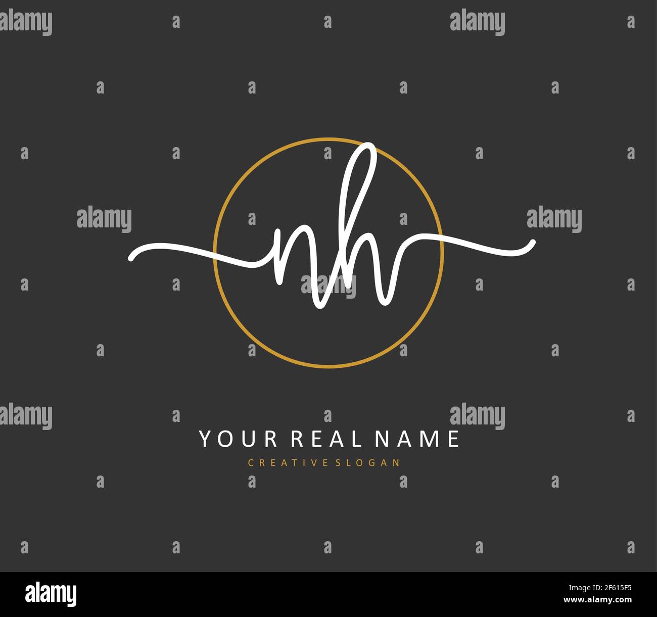 N H NH Initial letter handwriting and signature logo. A concept handwriting initial logo with ...