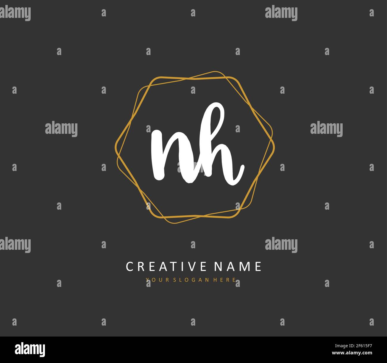 N H NH Initial letter handwriting and signature logo. A concept handwriting initial logo with ...